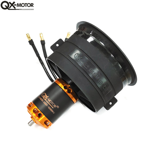 QX-MOTOR 64mm EDF 12 blades ducted fan CW CCW with QF2822 2100KV/2300K ...