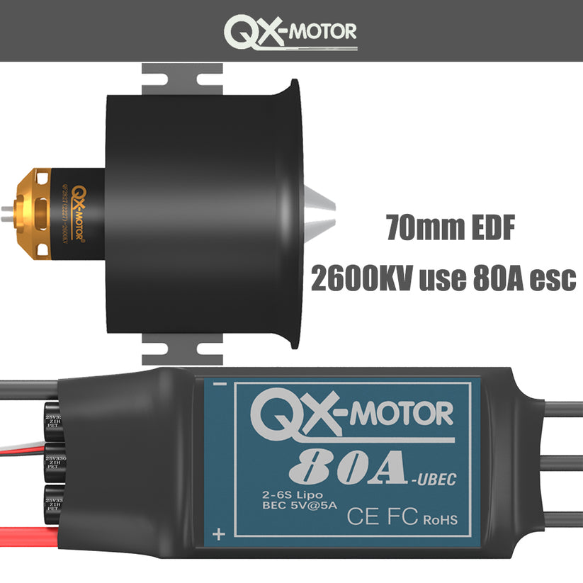 QX-MOTOR 70mm EDF Jet 12 Blade Ducted Fan With 4S 6S Motor 60a 80a ESC ...