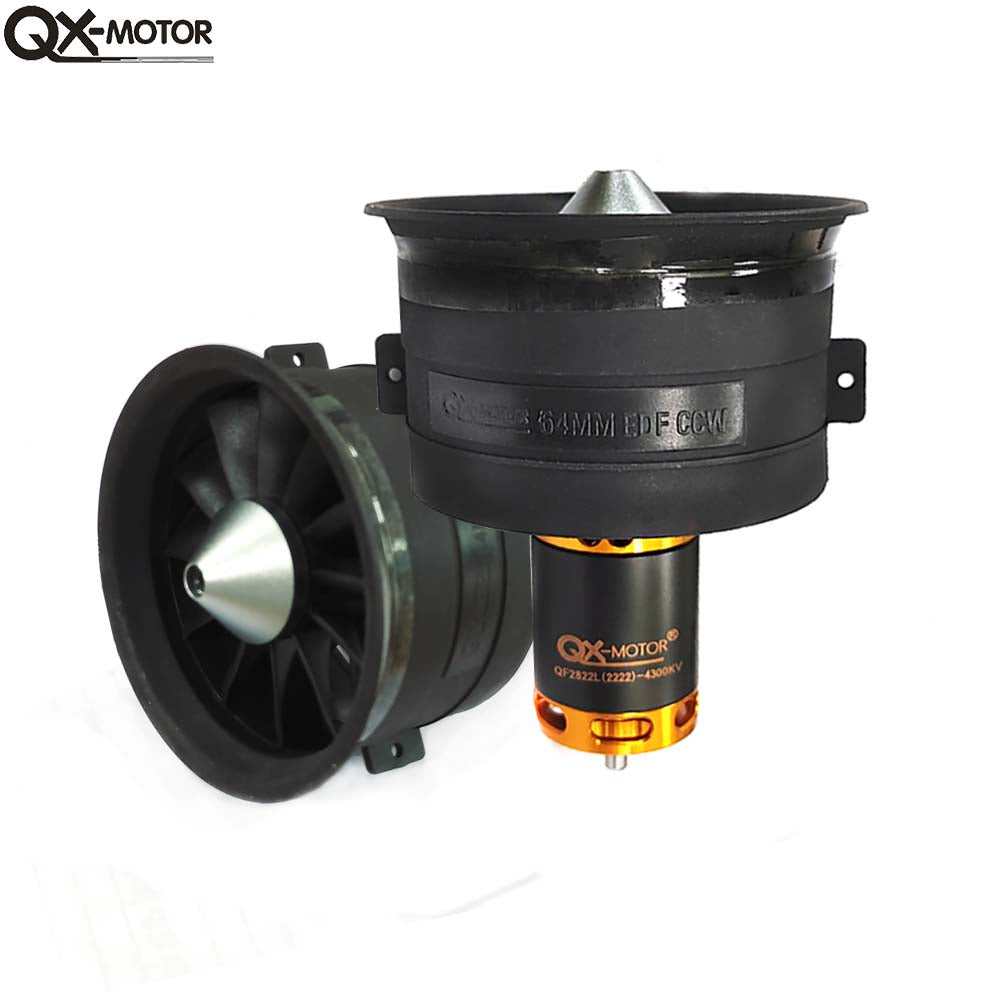 QX-MOTOR 64mm EDF 12 blades ducted fan CW CCW with QF2822 2100KV/2300K ...